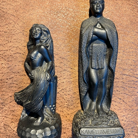 Art | 2 Vintage Hawaiian Coco Joes Lava Figurines King Kamehameha Hula ...